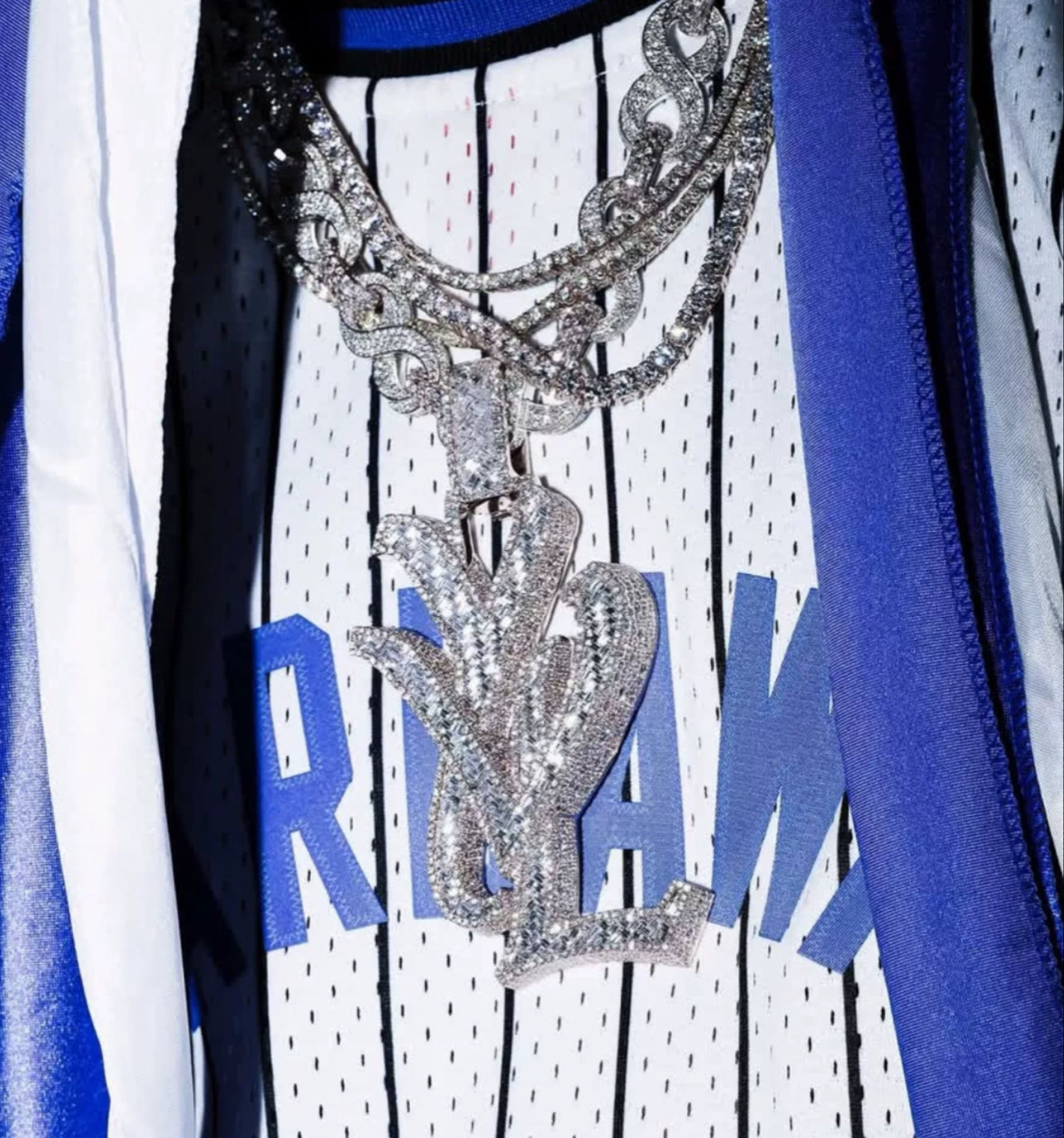 Custom YVL Playboi Carti fully iced pendant necklace infinity link ...