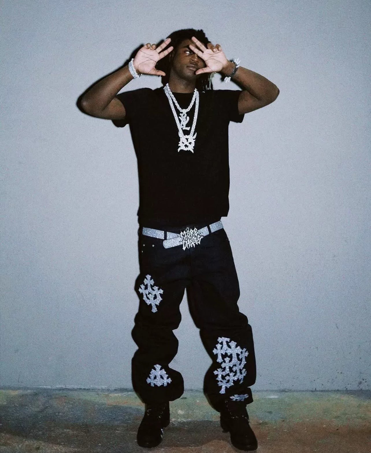 Custom YVL Playboi Carti fully iced pendant necklace infinity link ...