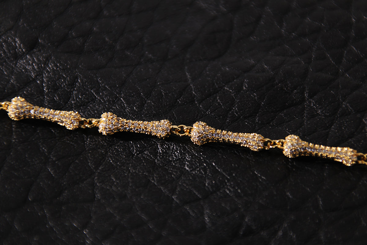 Fully iced bone interlaced bracelet - YELLOW GOLD – Bijouterie Gonin