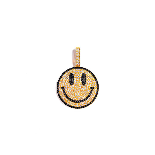 A$AP Rocky smiley face pendant necklace diamond free matching chain ...