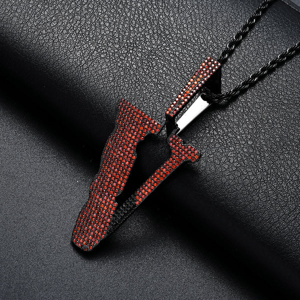 Custom ASAP BARI Vlone V pendant necklace free matching chain diamond ...