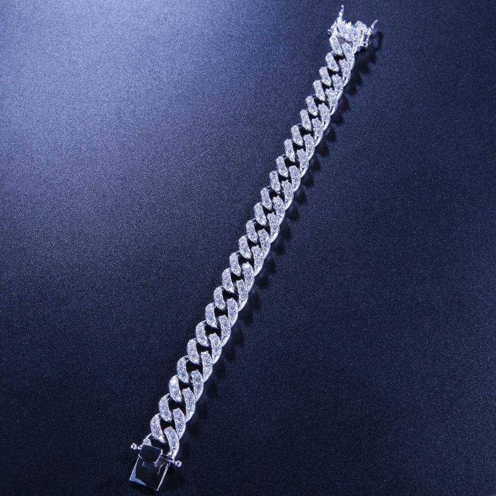 8mm cuban link bracelet fully iced - White Gold – Bijouterie Gonin
