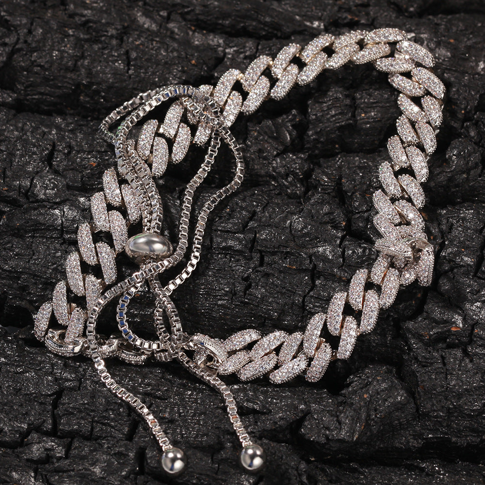 9mm cuban link chain adjustable - White Gold – Bijouterie Gonin
