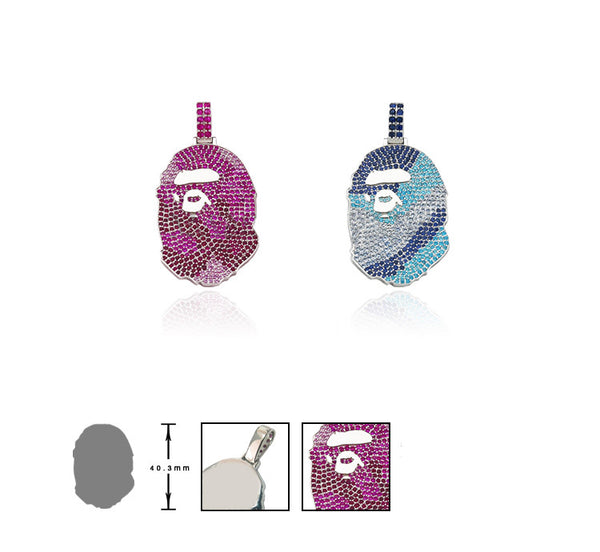 BG custom diamond Bape pendant & Necklace rope chain in camo blue ...