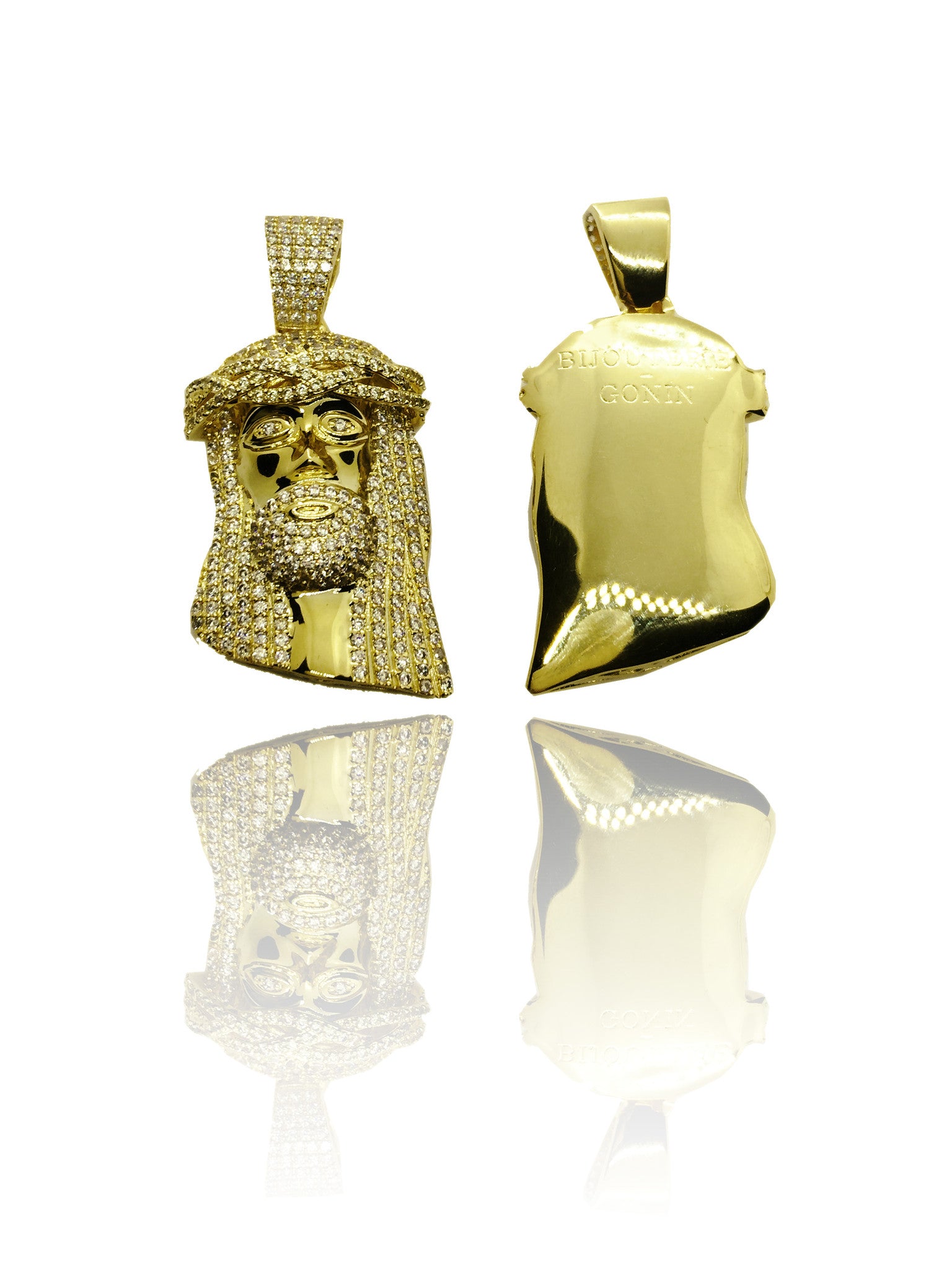 Micro Jesus piece fully iced full yellow – Bijouterie Gonin