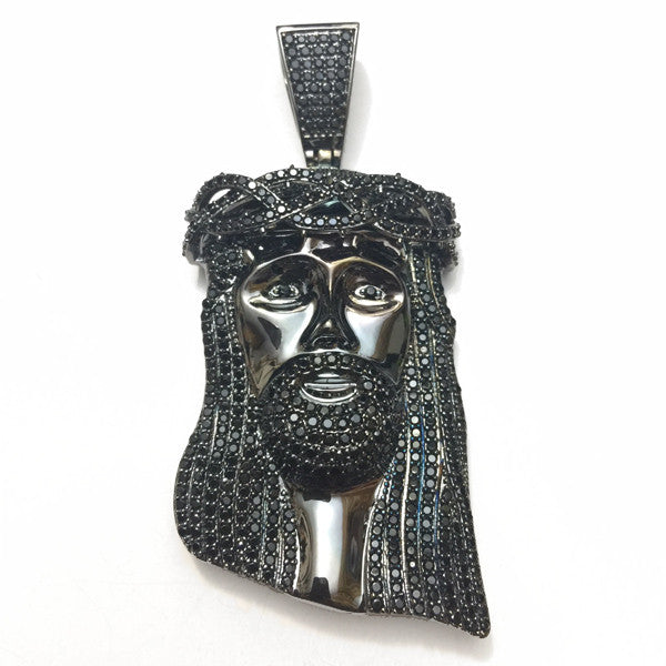 Standard Jesus piece fully iced black – Bijouterie Gonin